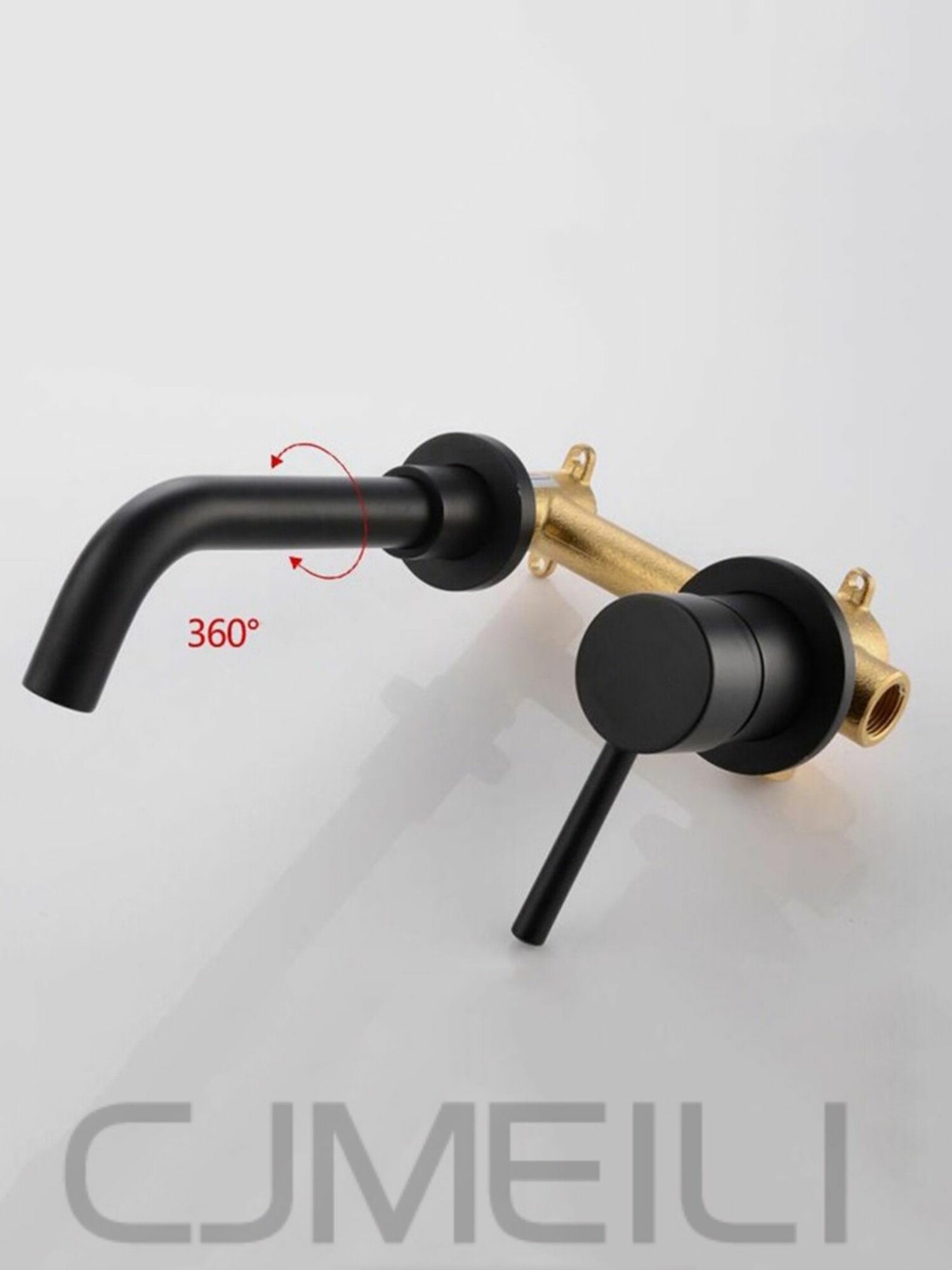 Встраиваемый смеситель для раковины, смеситель настенный скрытого монтажа для раковины, Матовый черный