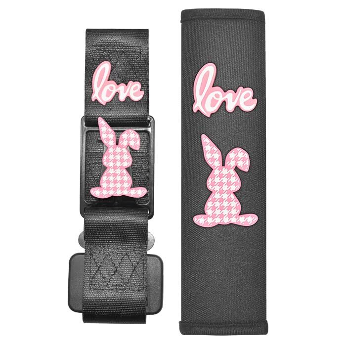 Набор для ремня безопасности беременных с розовым цветочным кроликом, включает подушку живота и плечевой защитник,