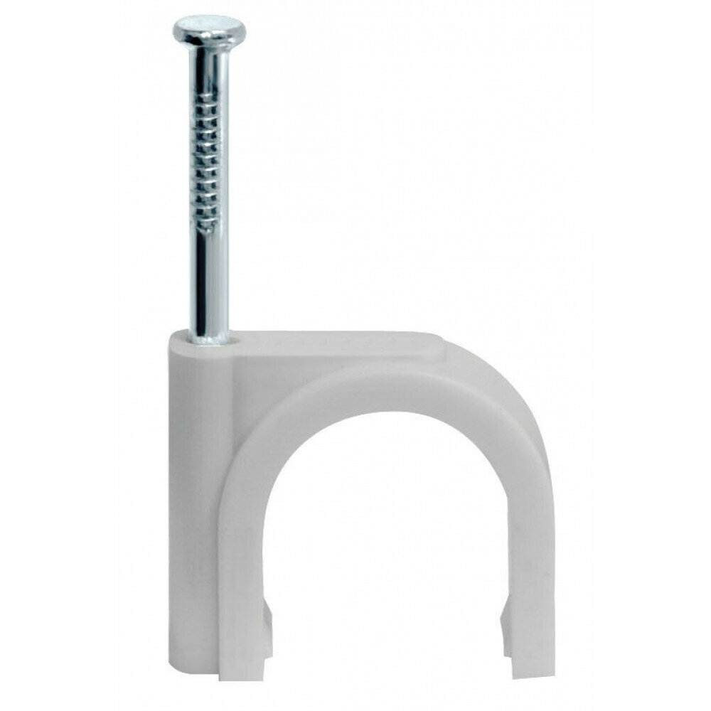 Скоба №6 для кабеля круглая , пластиковая "МастерБолтиков" (1 упаковка)