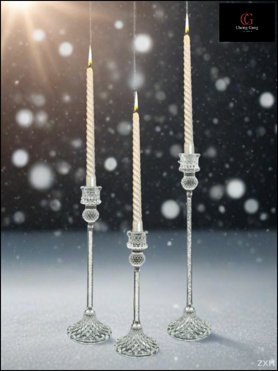 Хрустальные подсвечники премиум 3 штуки в наборе