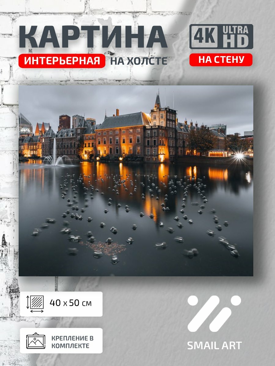 Картина на холсте интерьерная 40 на 50 на стену Нидерланды City для офиса урбанистика декор