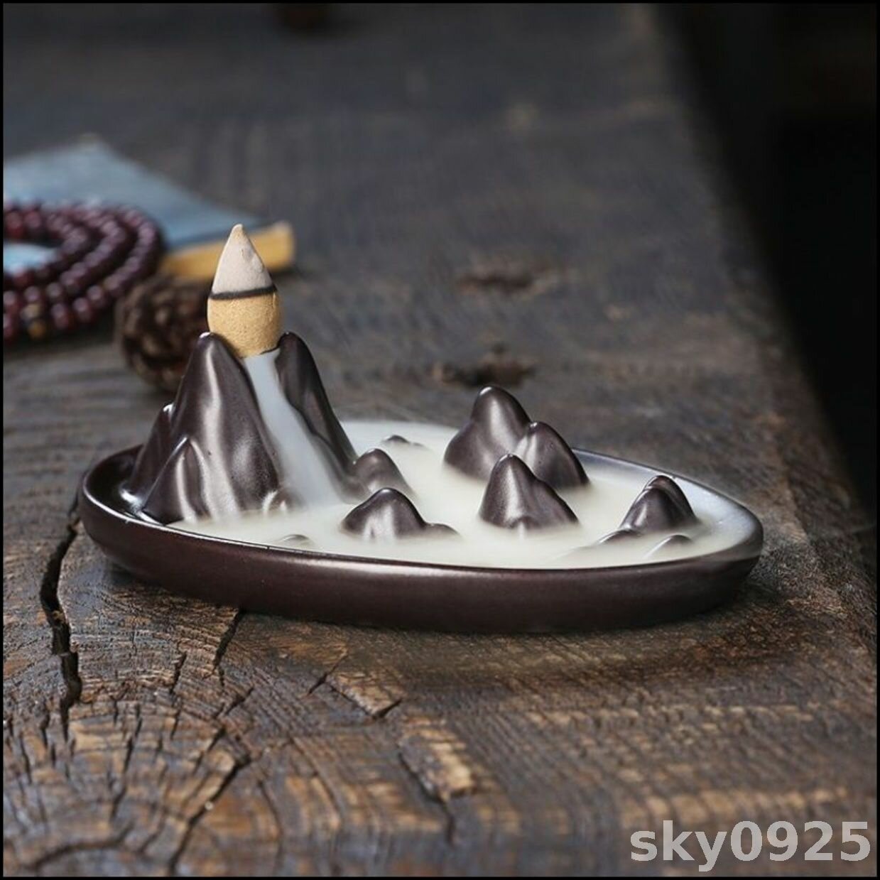 Эксклюзивная реверсивная курильница с пейзажем гор и водопада