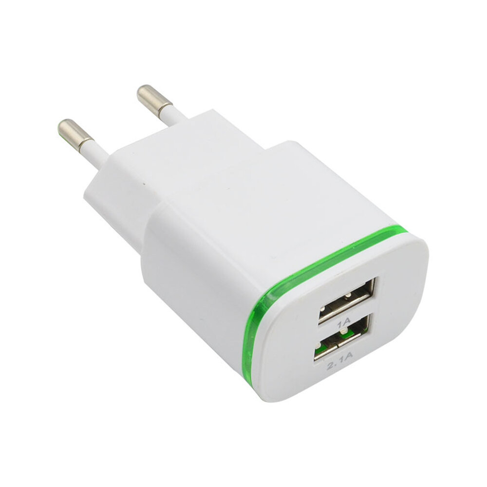 Зарядное устройство со стенами 2 порта USB Универсальное адаптер для путешествий 5V 2.1A Портативное розеточное зарядное устройство EU для iPhone Android Белый 1 шт
