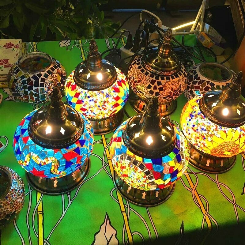 Лампа настольная "Турецкий ретро-ночник", стеклянная мозаика, LED, 20см