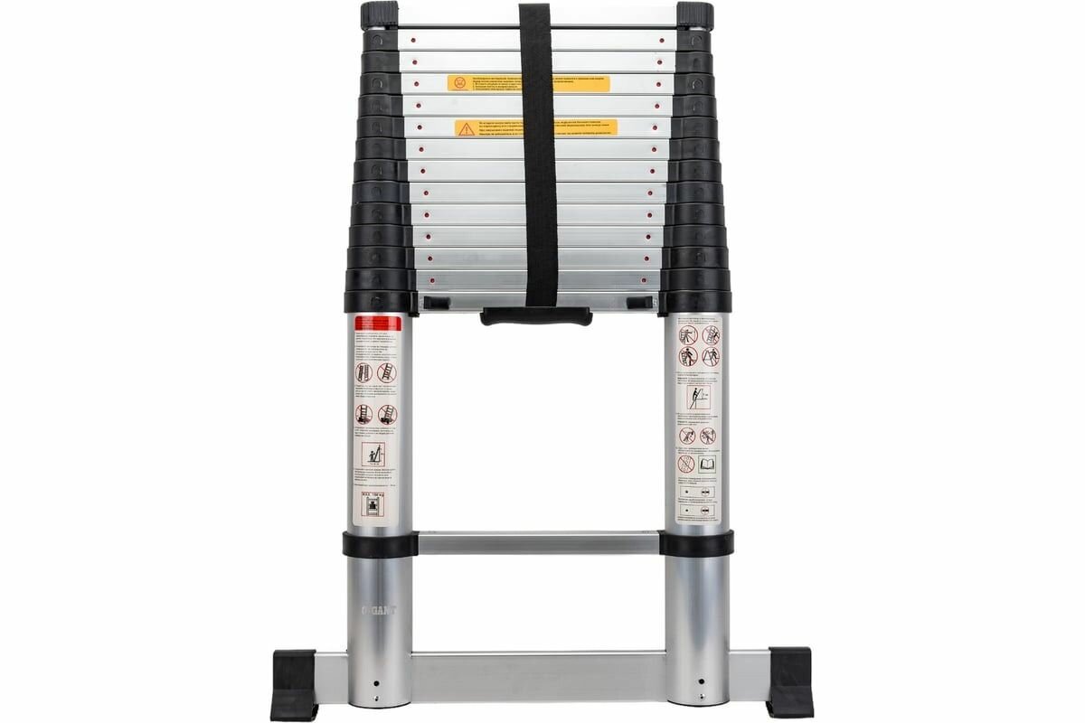 Лестница телескопическая алюминиевая Gigant 4.4м LT-01 приставная, 15 ступеней