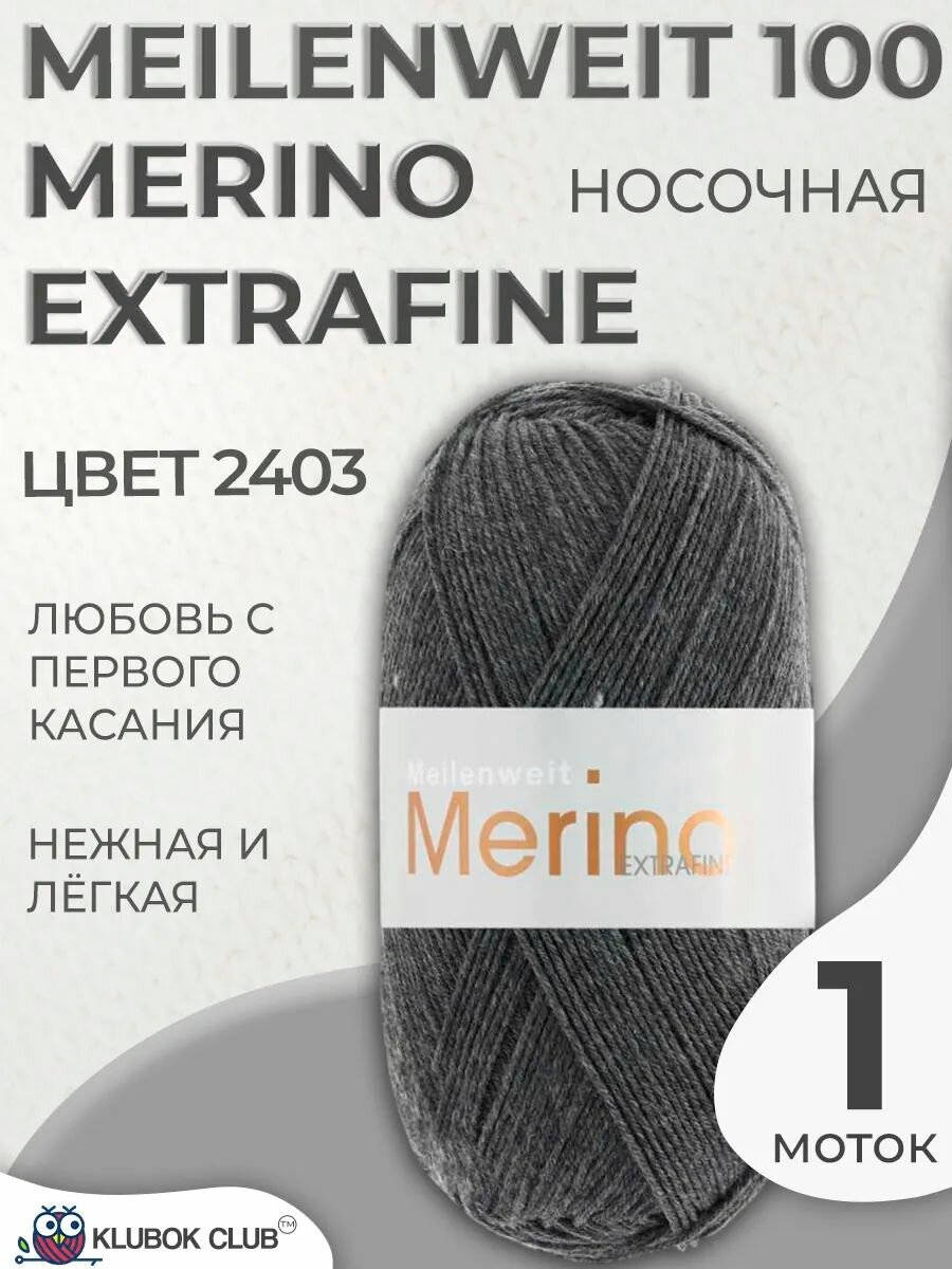 Пряжа для вязания Lana Grossa Meilenweit 100 Merino Extrafine цвет 2403, 1 моток