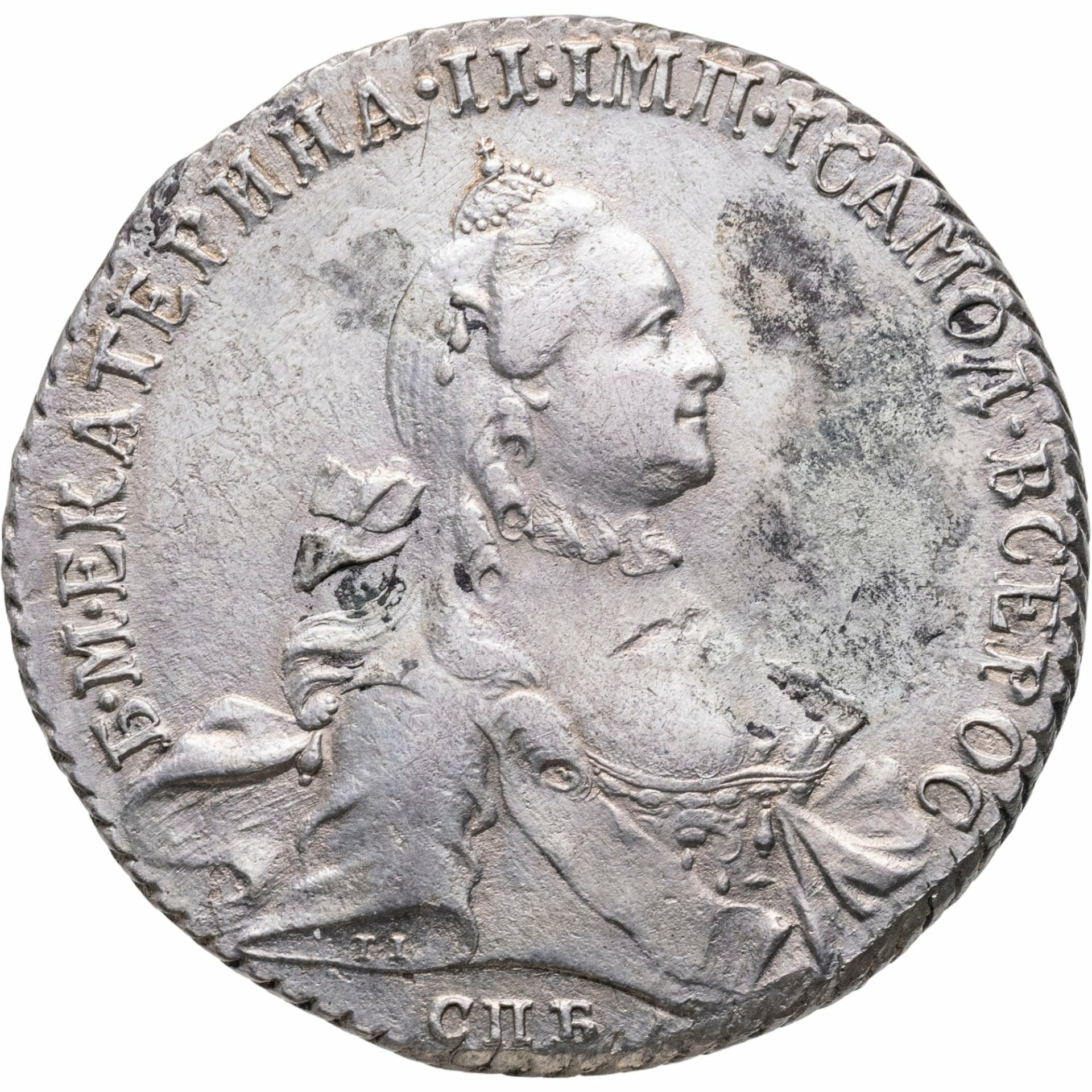 1 рубль 1765 СПБ-TI-ЯI, Биткин №187, Серебро 750, в сохранности AU