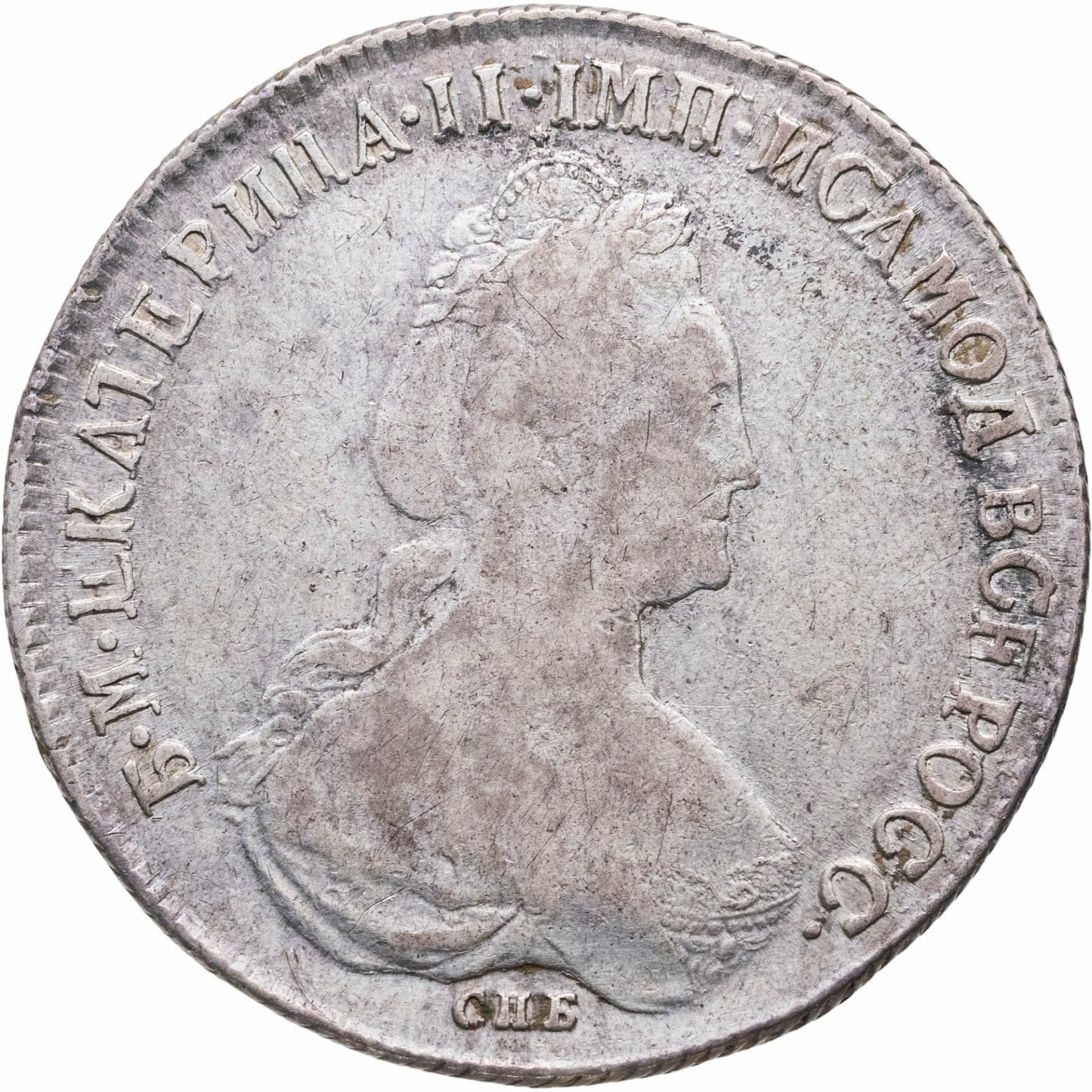 1 рубль 1781 СПБ-из, Серебро 750, в сохранности VF