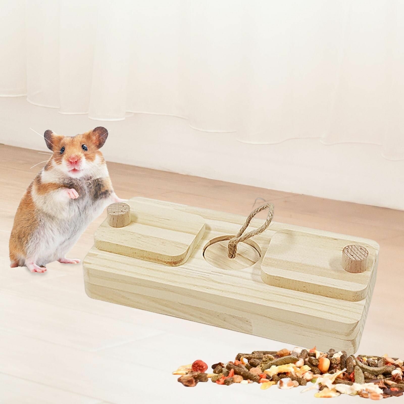 Деревянная игрушка-кормушка для грызунов, интерактивная головоломка для обогащения, подходит для кроликов, морских свинок, хомяков, шиншилл, крыс и песчанок, развивающая игрушка для добычи пищи