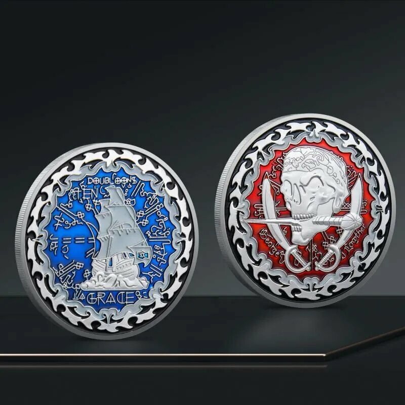 Пиратский череп памятная монета серебряный медальон