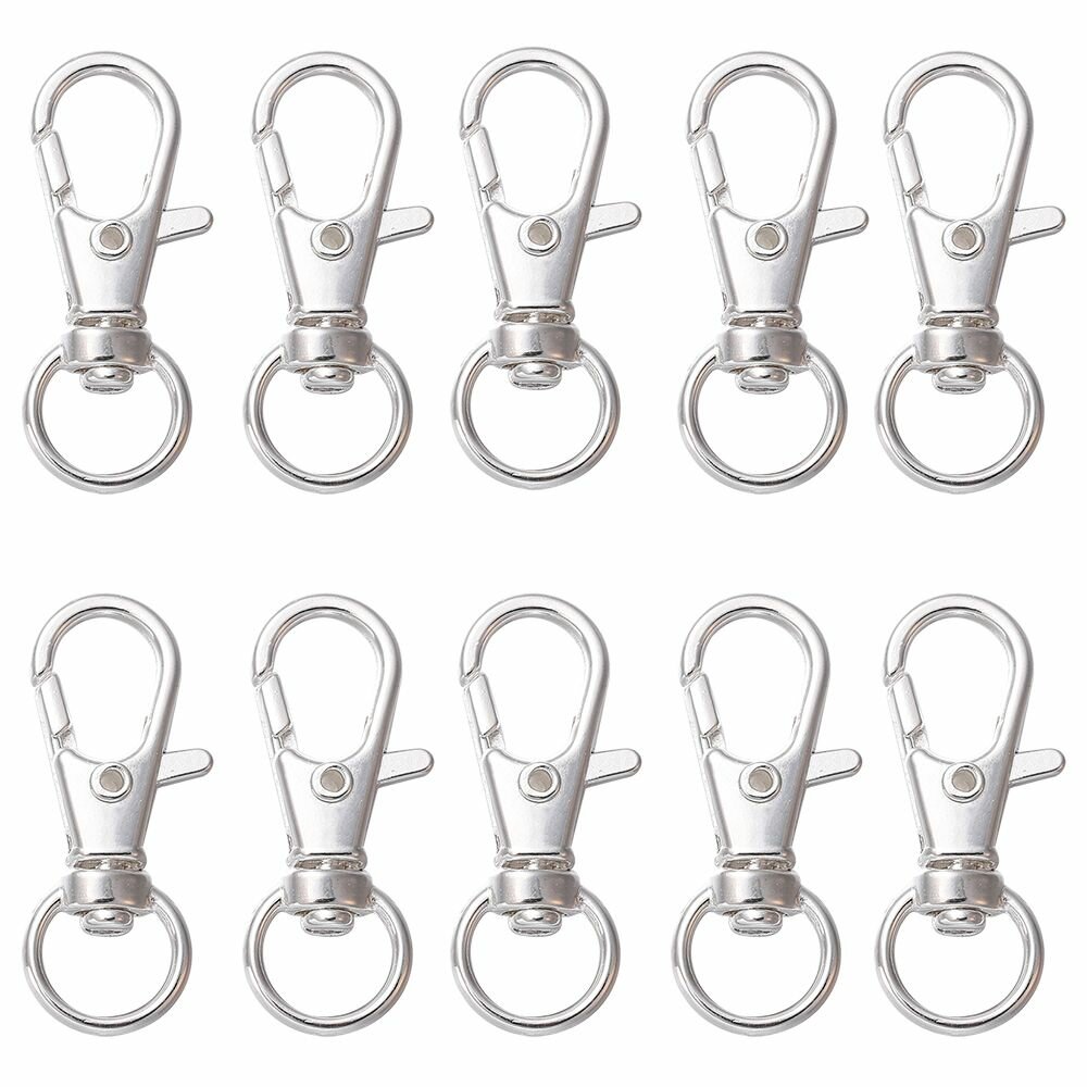 Карабин металлический для бижутерии и ремесел, 10 шт, серебристый, застёжка-карабин для браслетов и ожерелий DIY, фурнитура для рукоделия