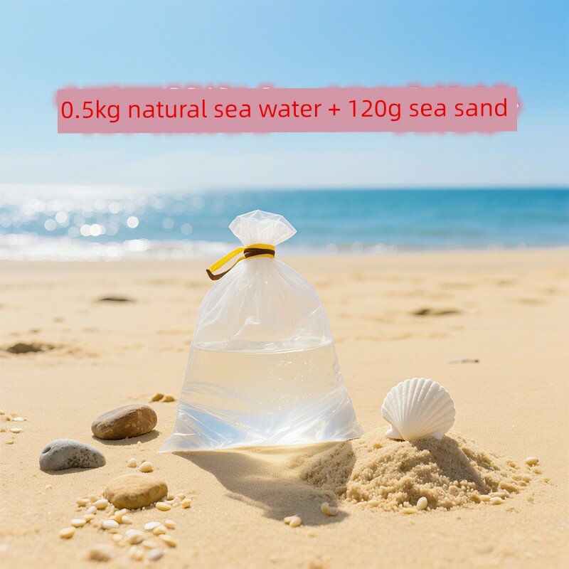 Натуральная морская вода 0.5кг (1 фунт) с 120г морским песком для аквариумов, чистая фильтрованная вода для аквариумов