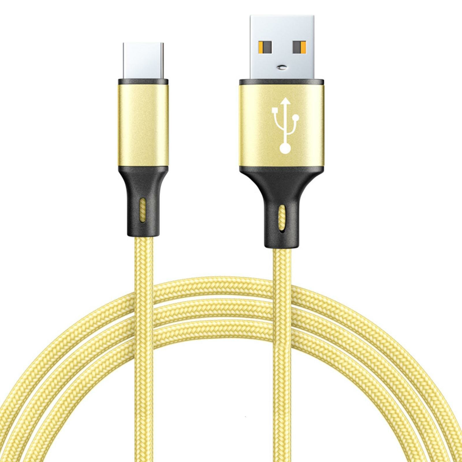 Кабель для передачи данных с нейлоновой оплеткой usb male typec, кабель для зарядки-1 м-желтый