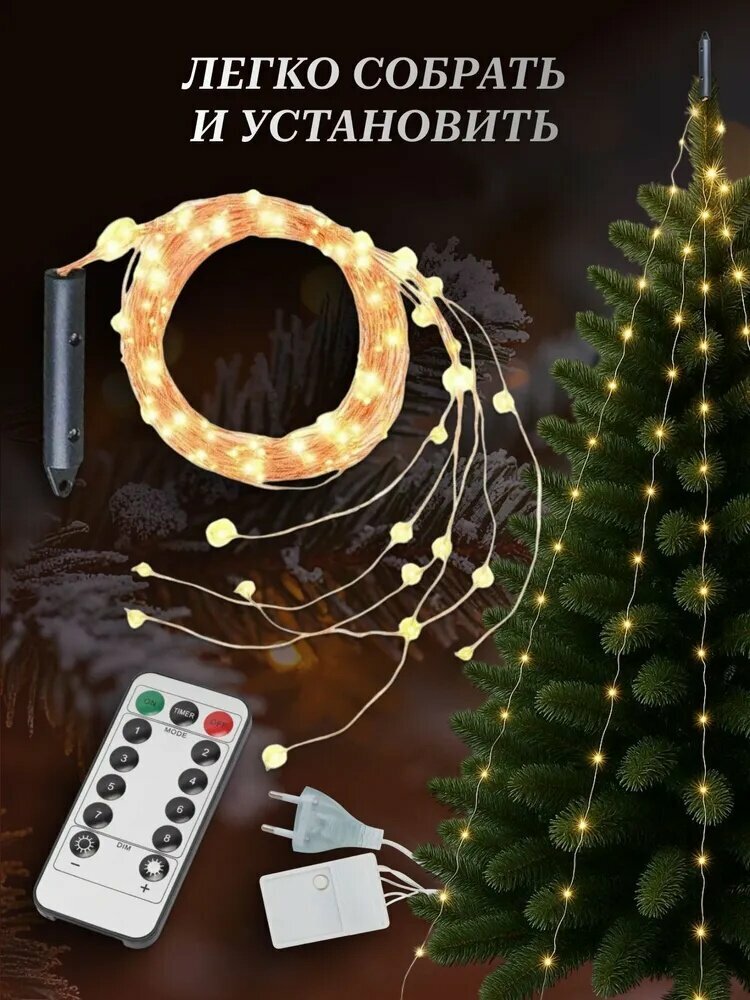 Электрогирлянда интерьерная Конский хвост Светодиодная, 3 м, питание От сети 220В, 1 шт