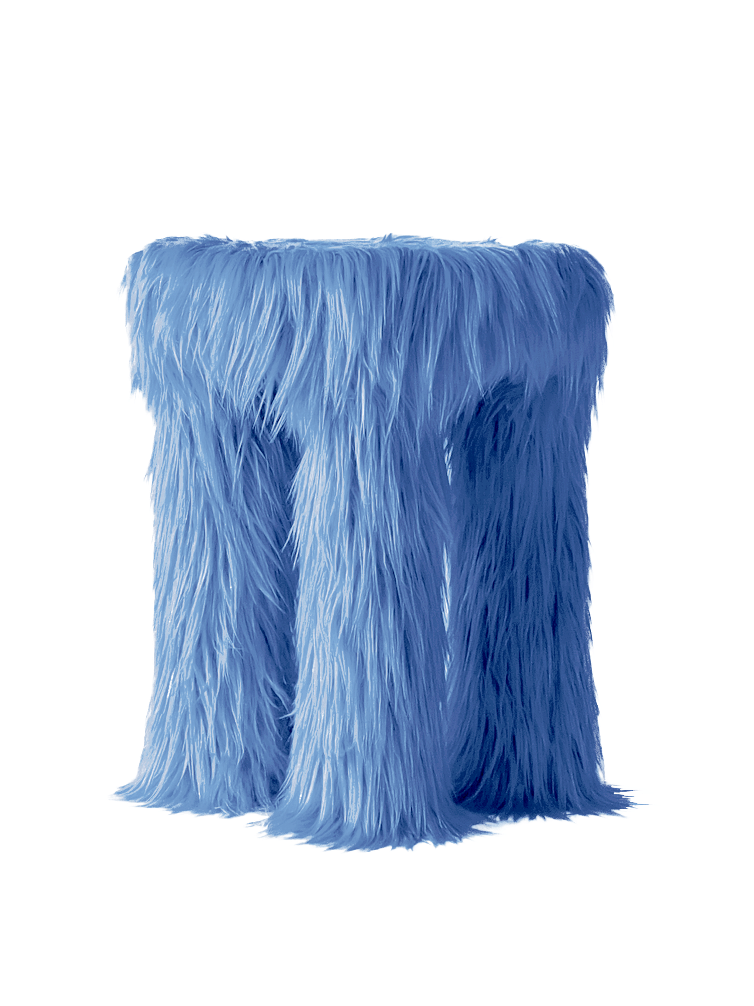 Табурет меховой Ye-Ty, Нежно-голубой, диаметр 38см, мягкое сиденье, искусственный мех