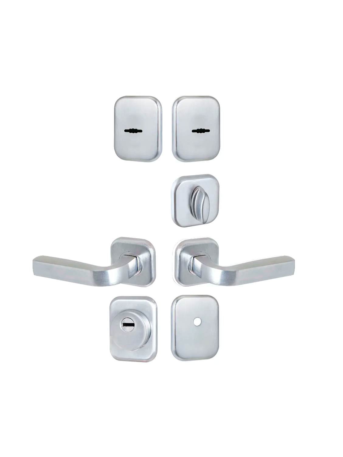 Комплект на входную дверь Fuaro ручка TOR XL, поворотная ручка BKW8x75, броненакладка 4286 SQ XL, накладки на сувальдный замок ESC 486-S(2) и шток ESC 486-O SSC-16 (сатинированный хром)