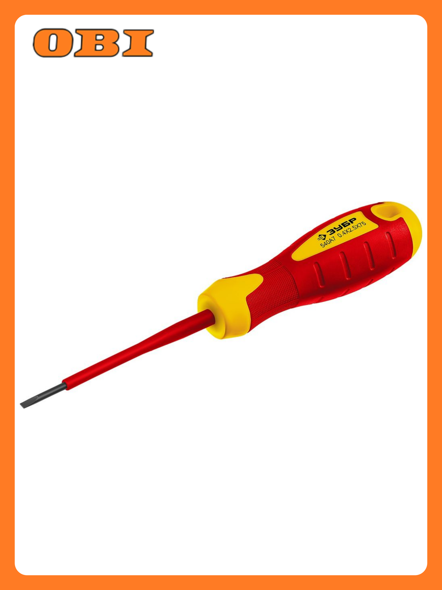 Отвертка ЗУБР, диэлектрическая, хромованадиевая сталь, 2x75 мм