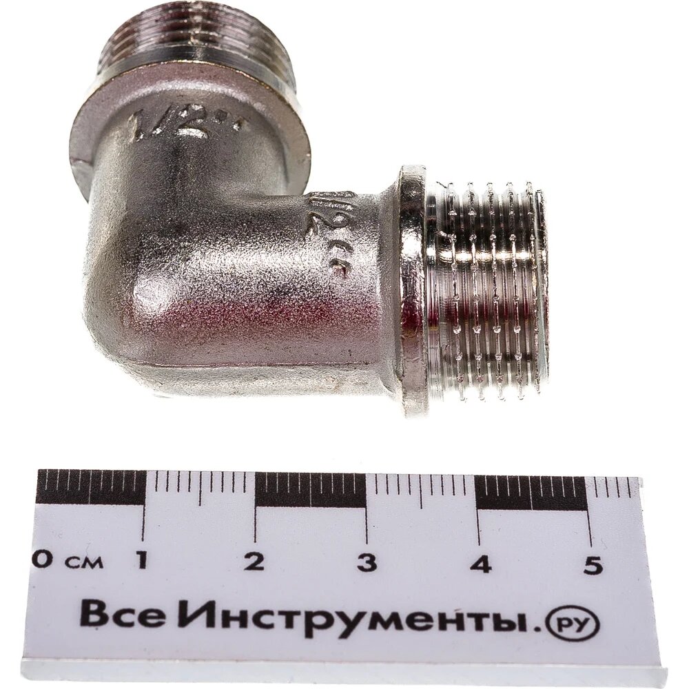 Угольник Valtec VTr.093. N.0004, никелированная латунь, наружный, 1/2 дюйма — фото 1