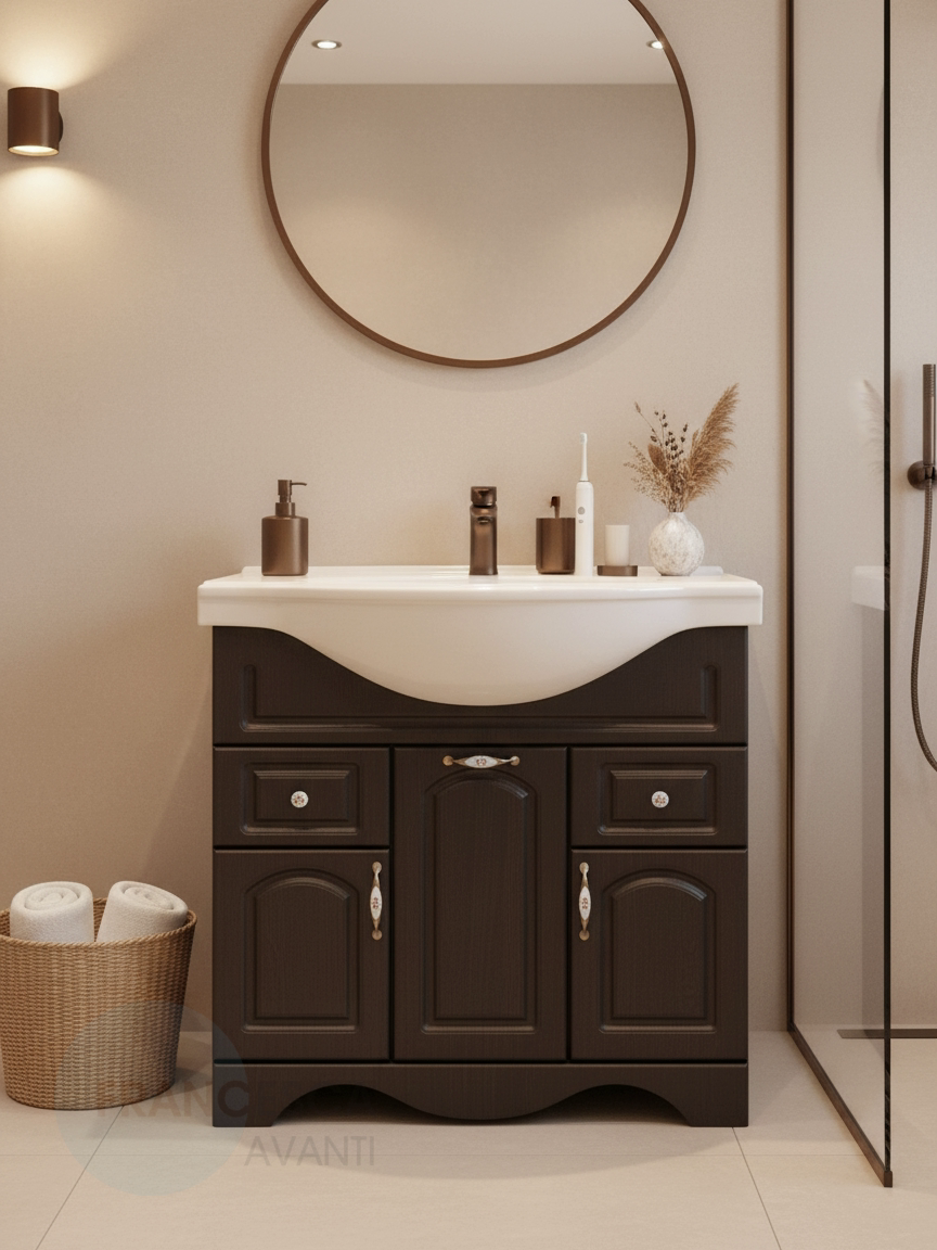 Тумба с раковиной для ванной Империя 90-2 венге (2ящ+3дв, ум. Classic 90)