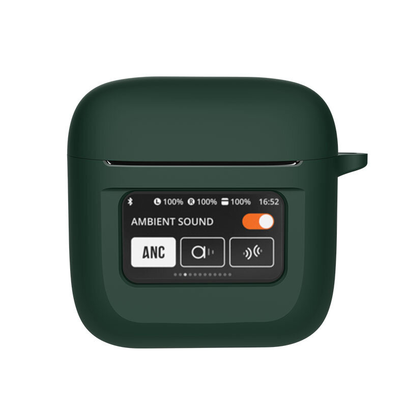 Прочный силиконовый чехол для наушников JBL Tour Pro2 - Мягкий, защита от пыли, цвет темно-зеленый, 1 шт
