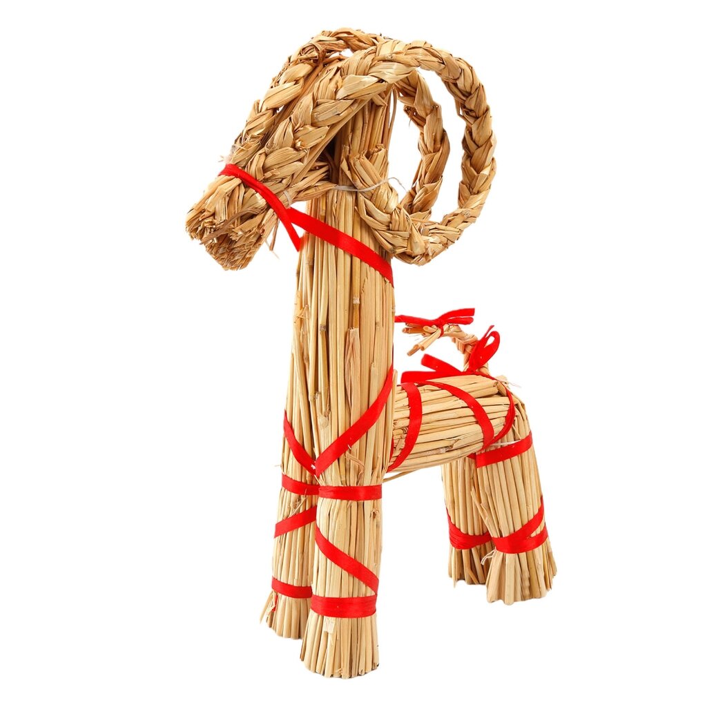 Фигурка козы из соломы, ручной работы, подвесное украшение