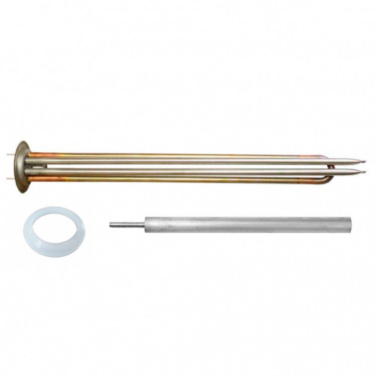 Комплект ТЭН 1,5 кВт (1500 Вт) RF для водонагревателя Polaris, Timberk + анод + прокладка, 10061К
