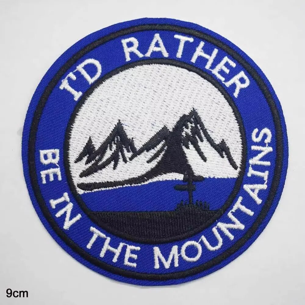 Вышивка "I'd Rather Be In The Mountains" темно-синяя, 9см