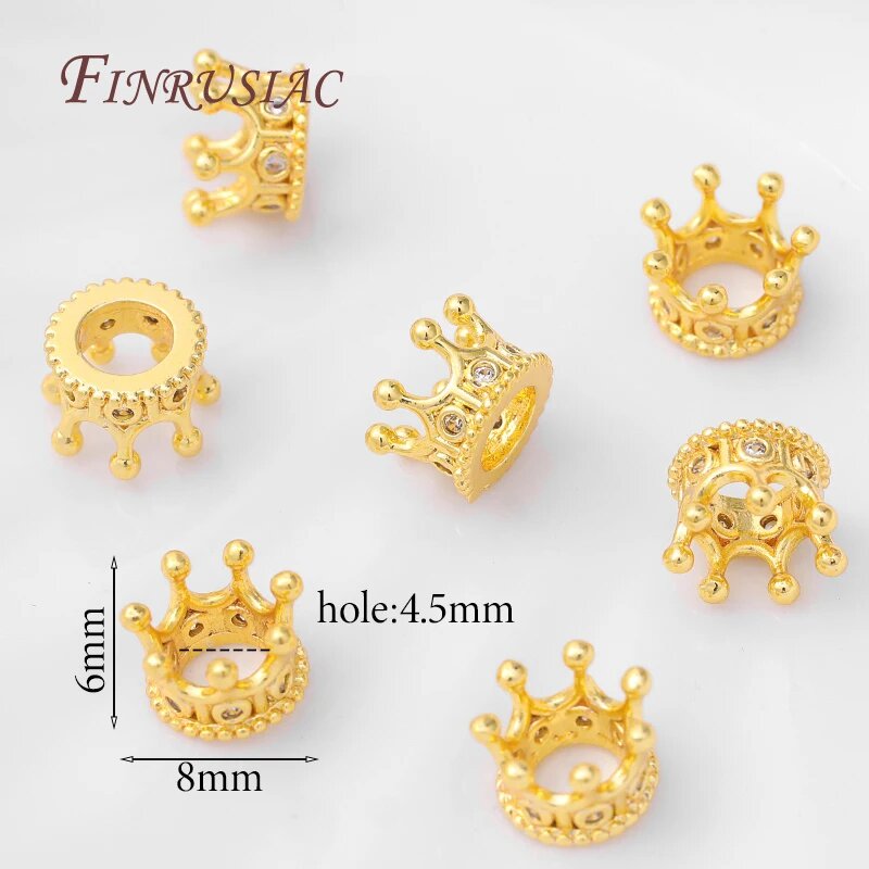 Бусины-короны позолоченные 18K Gold Plated, 10 шт