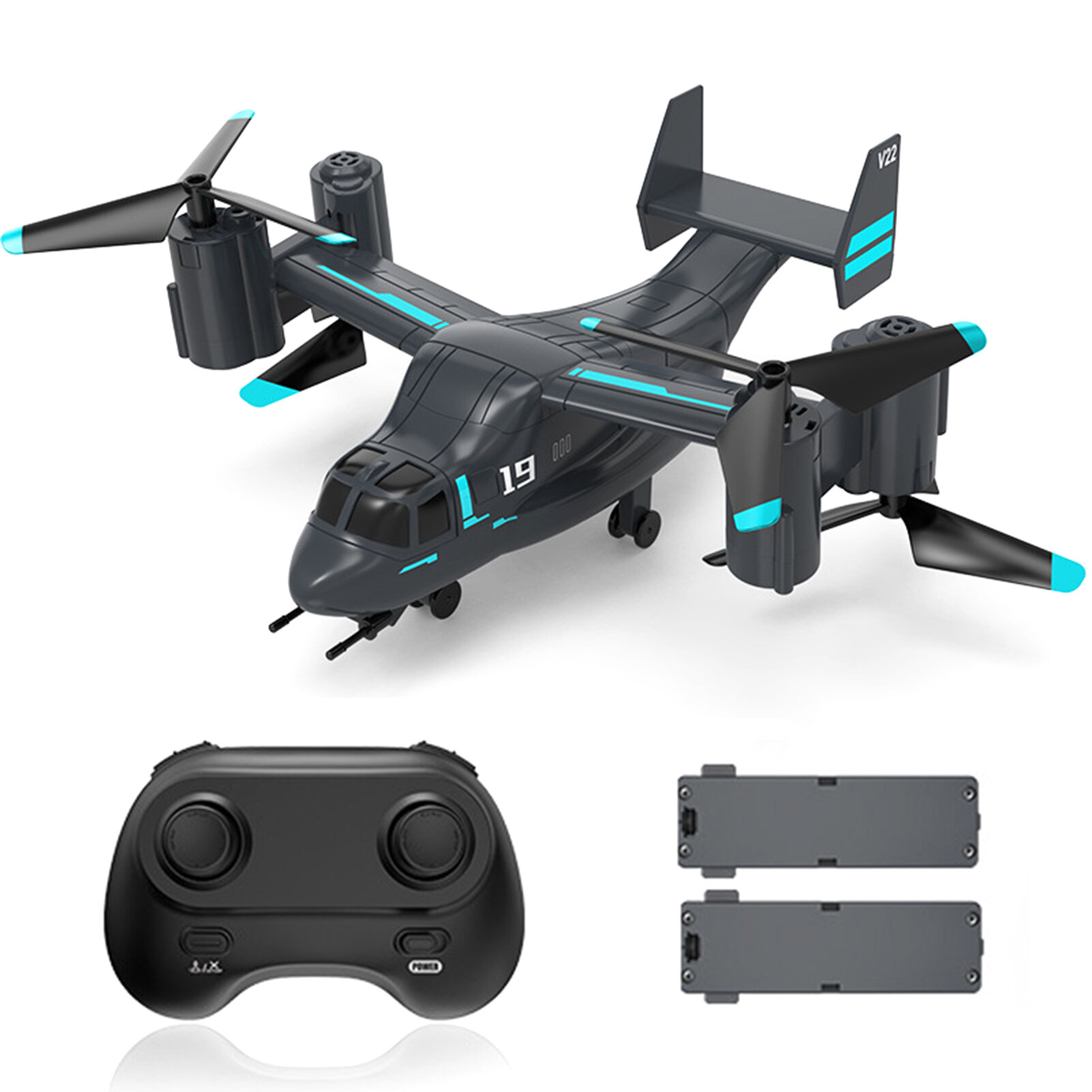Радиоуправляемый дрон для детей RC Drone черного цвета с режимами наземного и воздушного полета, безголовами режимом, 2 батареями 3.7V 600mAh, дистанция управления 80 метров, время заряда 80 минут, время работы 8 минут, батареи пульта 3*AAA, размер