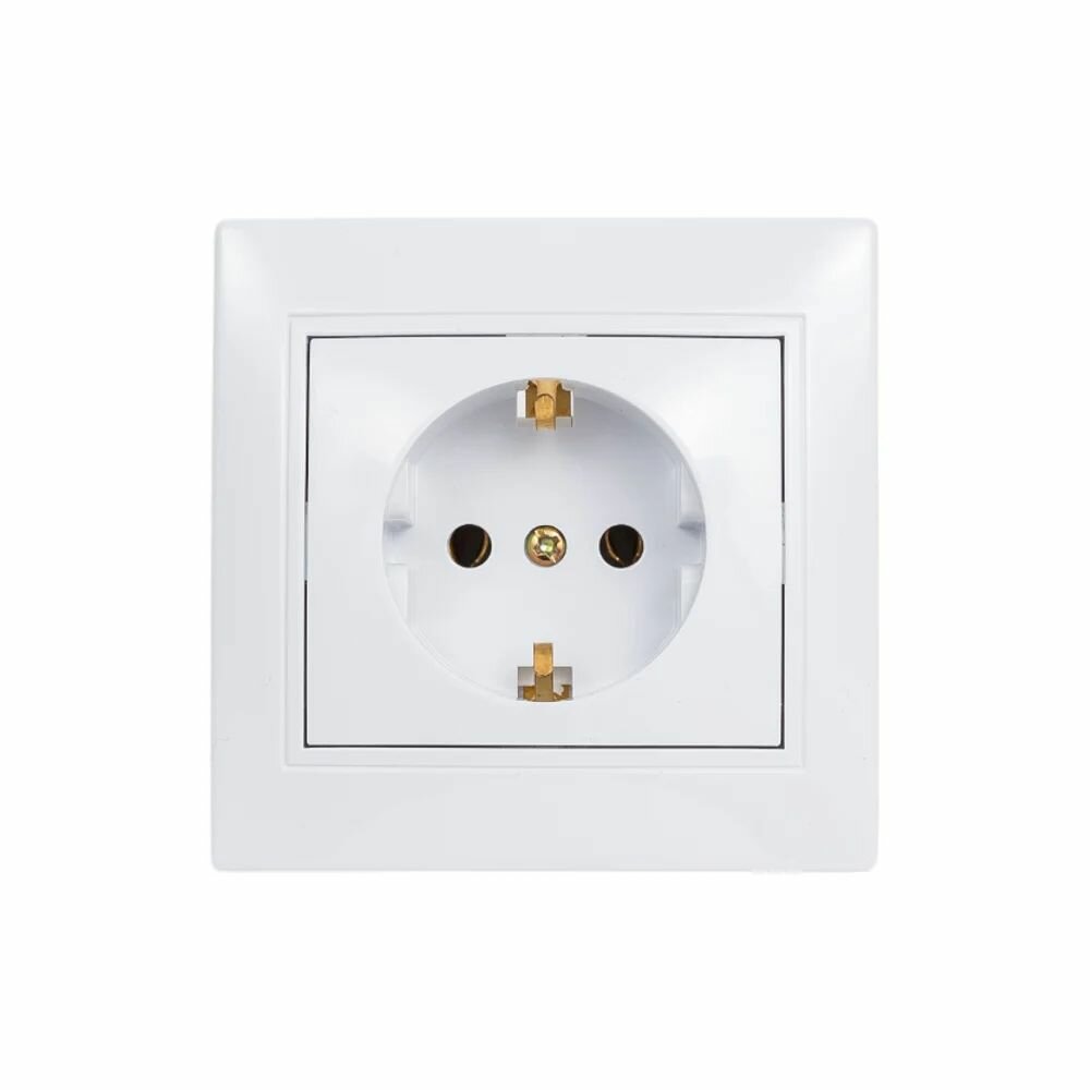 Розетка Intro Plano 1-202-01 с заземлением 2P+E Schuko, 16А-250В, IP20, СУ, белый, Б0053874
