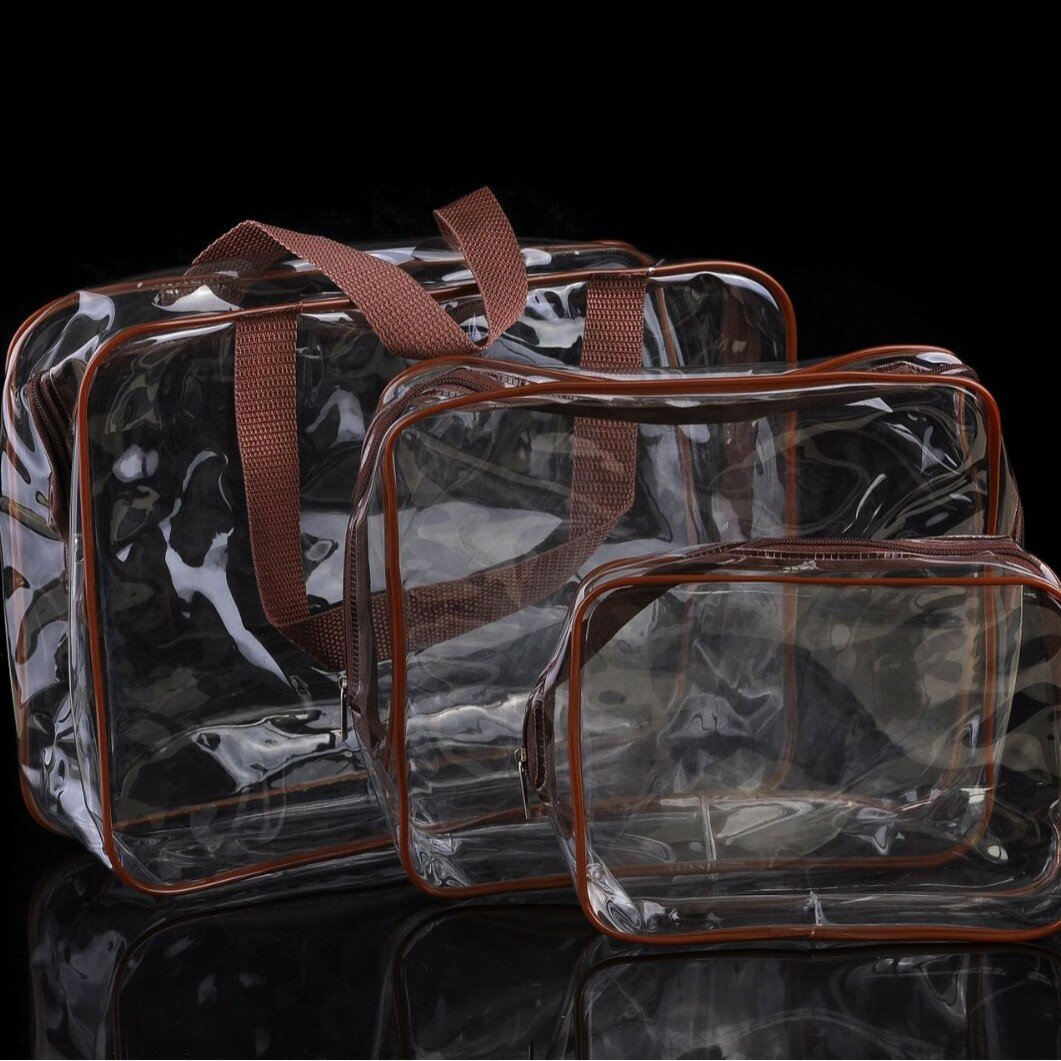 Трансграничная прозрачная сумка для туалетных принадлежностей, набор из трех предметов, косметичка из ПВХ,