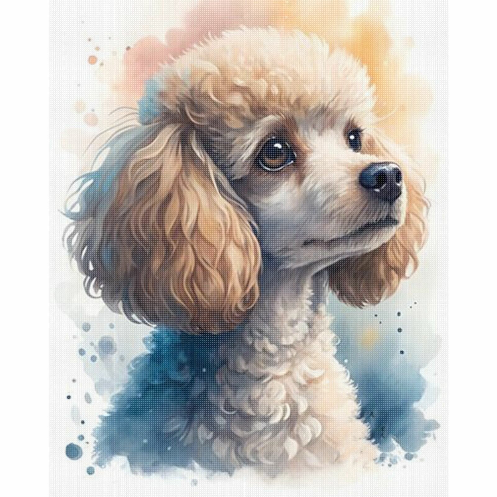 Набор для вышивки крестом пудель, схема и нитки включены