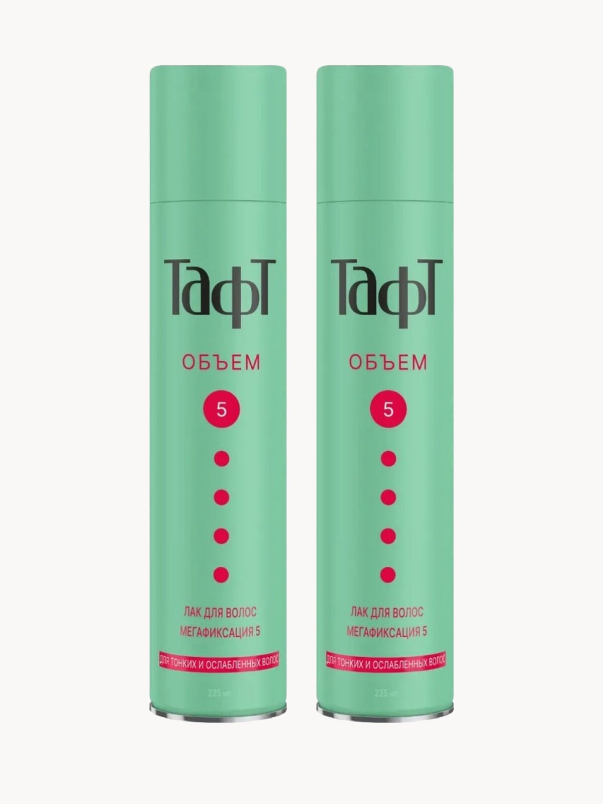 Тафт Лак для волос Объем, для тонких волос, мегафиксация 5, 2 шт х 225 мл (набор)