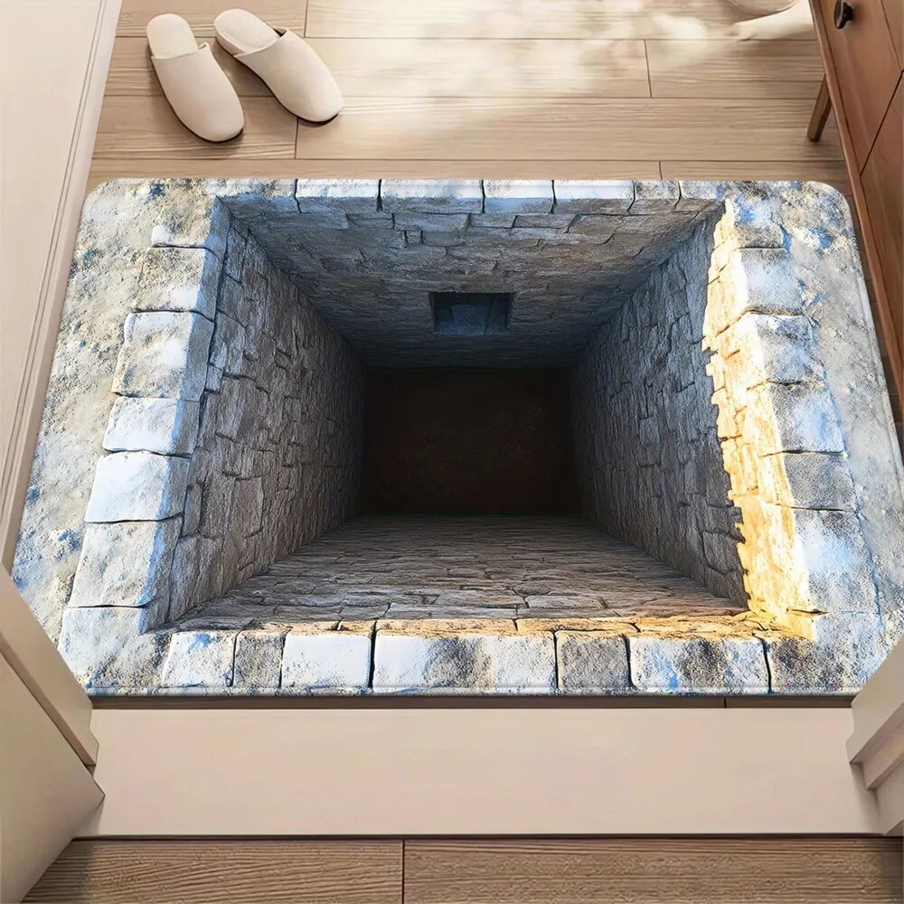 Коврик придверный 40x60 см 3D эффект каменной кладки для дома и дачи