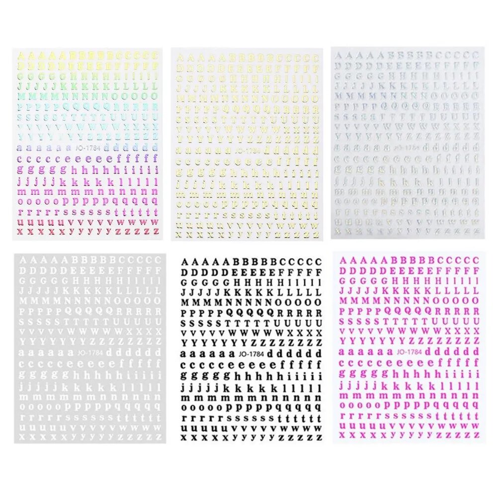 Ручной инструмент ювелирный, Лазерные наклейки с английскими буквами (большие и маленькие), 6 штук