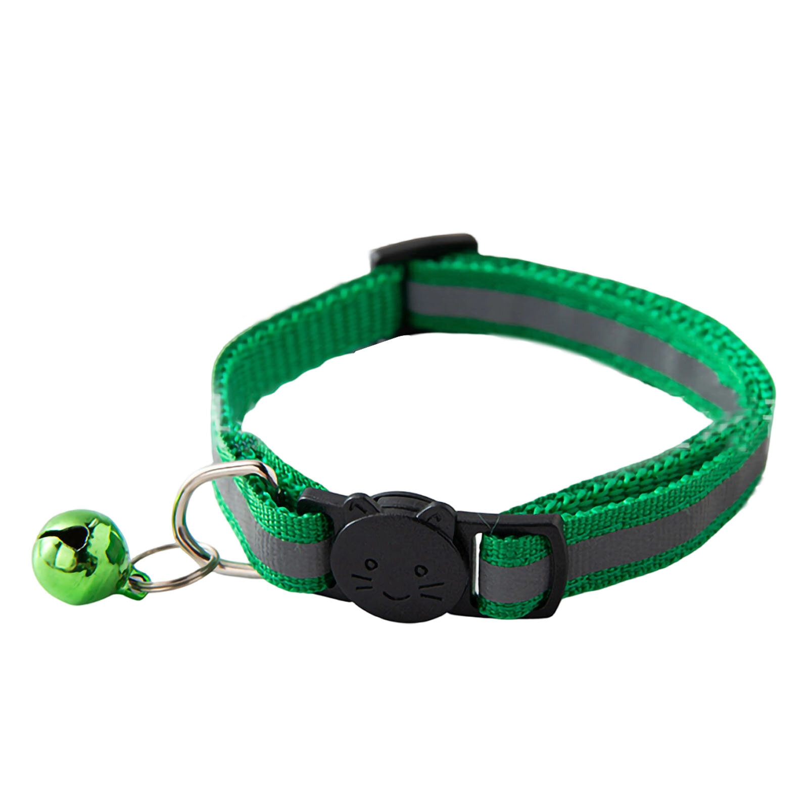 Ошейник-колокольчик для домашних животных с регулируемой светоотражающей пряжкой, подходит для кошек, собак, щенков и котят, зеленый.