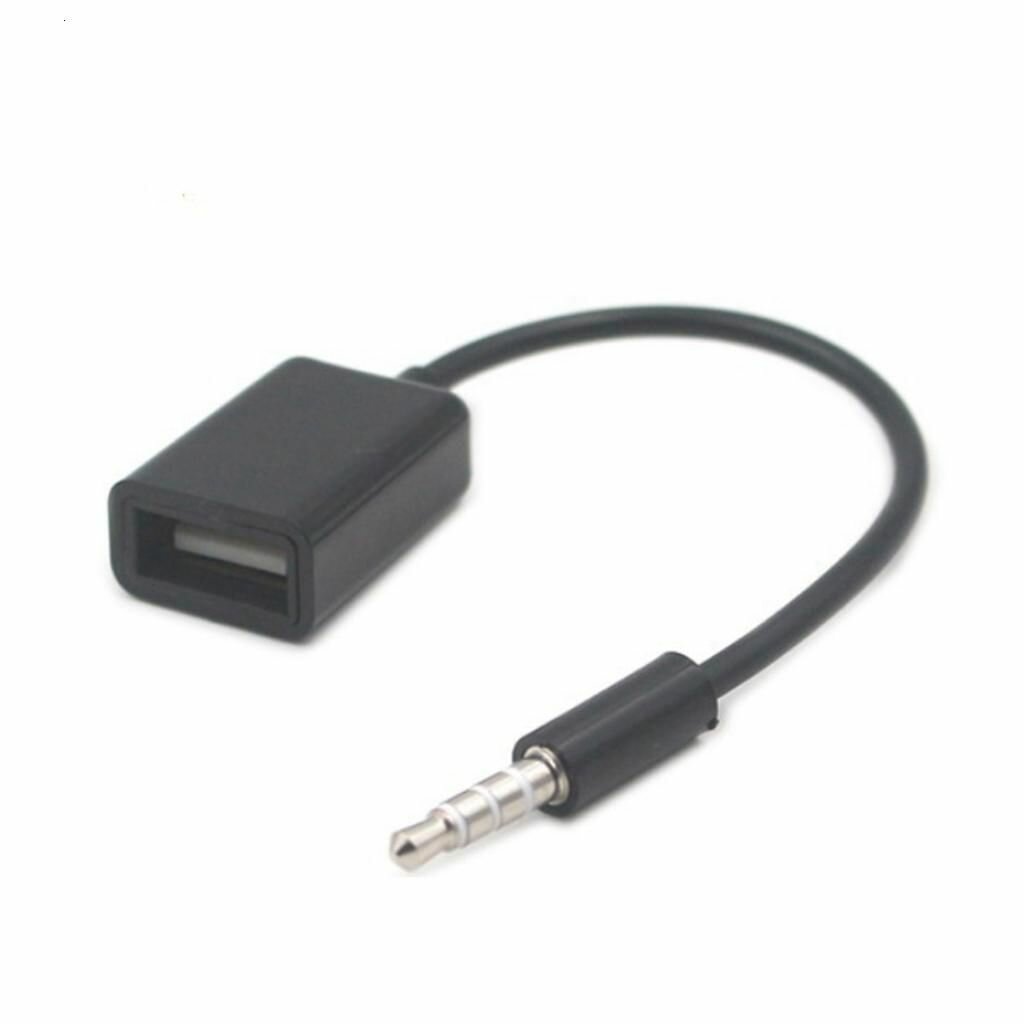 USB-адаптер 3,5 мм для автомагнитолы — подключение USB-накопителя и потоковая передача MP3, черный, кабель 14 см