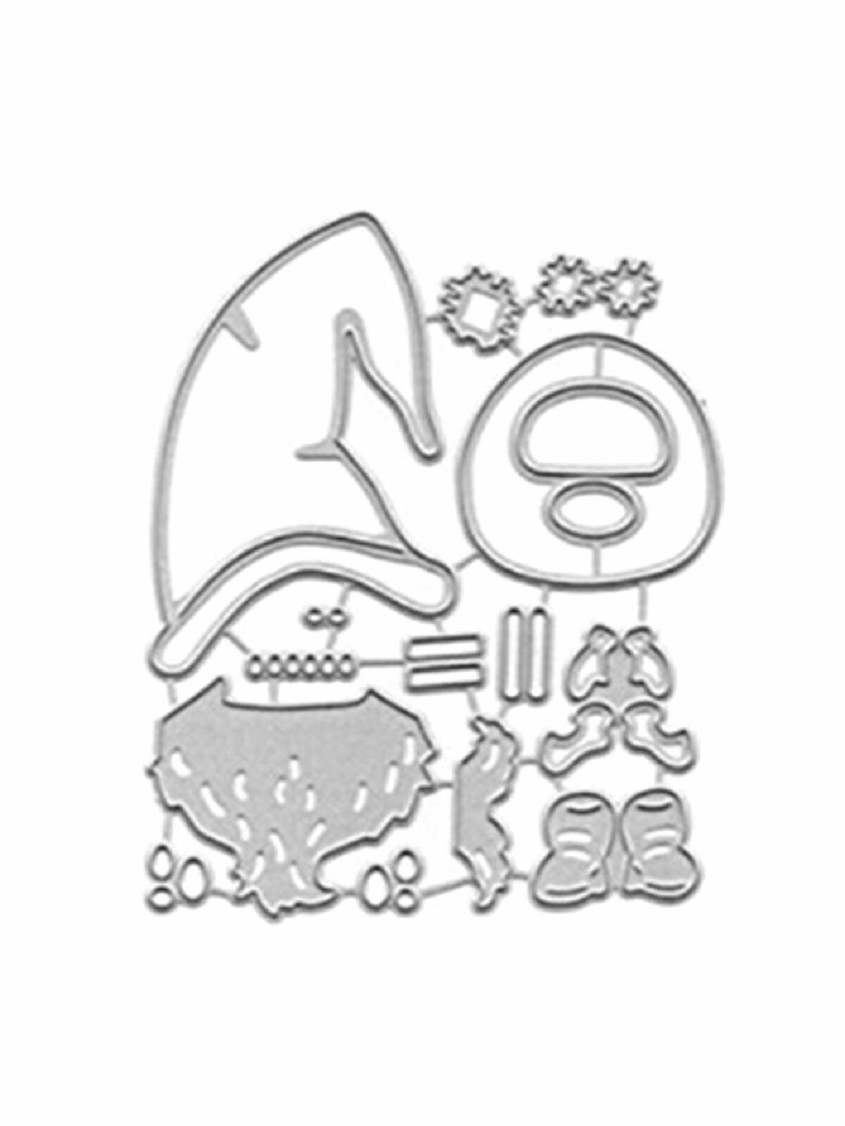 Рождественский Гном Санта Трафарет для резки металла DIY Альбом для вырезок Бумажная открытка