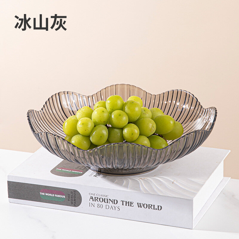 Прозрачная серая пластиковая тарелка для фруктов в гостиную, большая вместимость, тарелка для закусок и сухофруктов