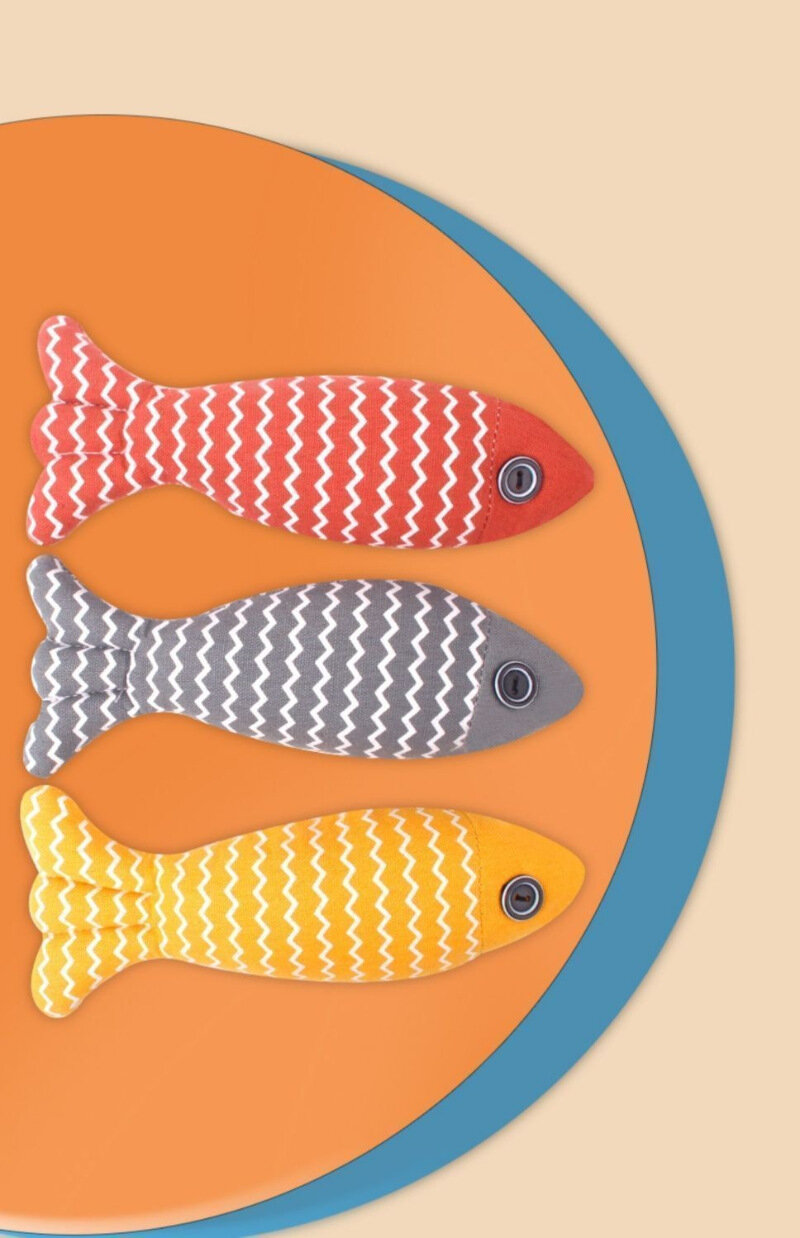 Катнип-наполненная фальшивая рыбка для котят, морская синяя тканевая игрушка, устойчивая к жеванию, одна штука