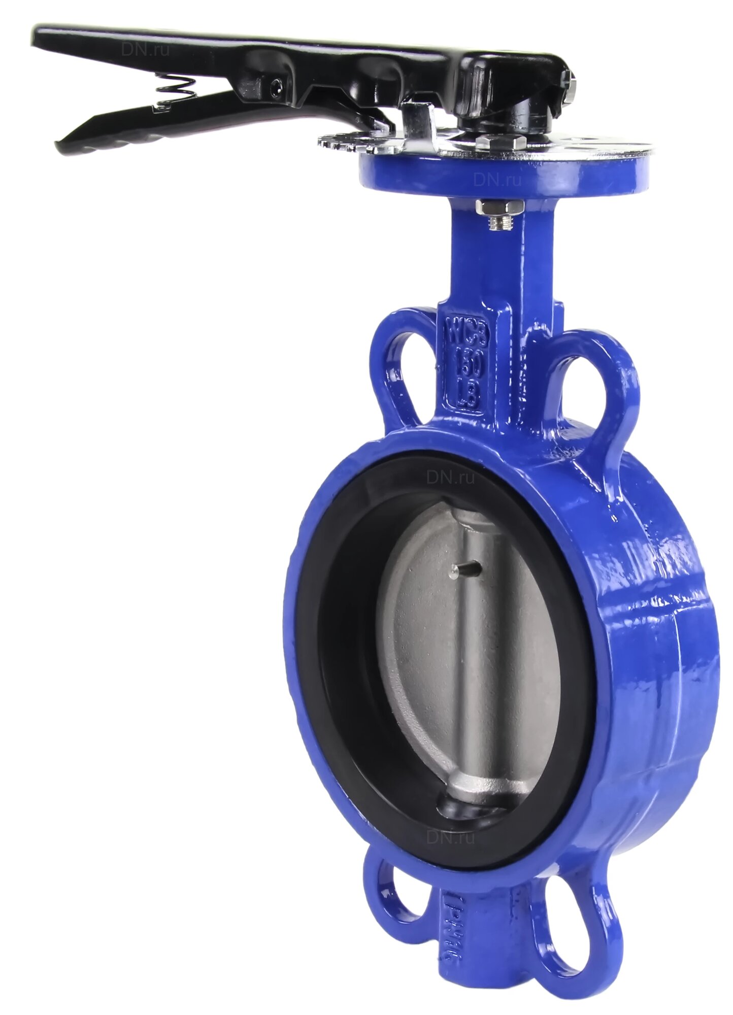 Затвор дисковый поворотный DN.ru WCB-316L-EPDM Ду100 Ру16 межфланцевый, корпус - углеродистая сталь WCB, диск - нержавеющая сталь 316L, уплотнение - EPDM, с рукояткой, квадрат 11х11, F07