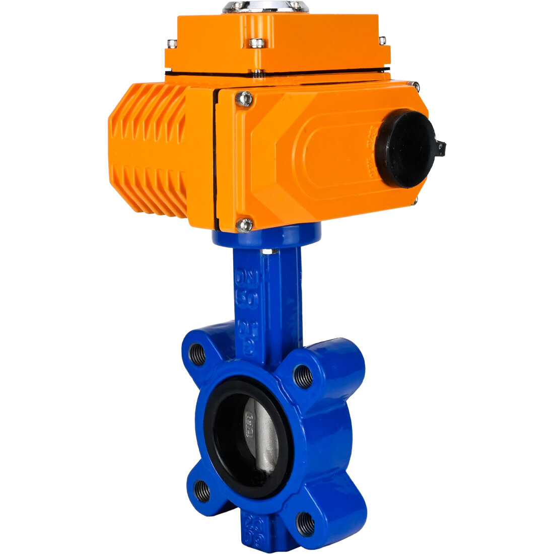 Затвор дисковый поворотный DN.ru QT450-304-NBR-2W-Fb-H LUG Ду50 Ру16 межфланцевый, корпус - чугун QT450, диск - нержавеющая сталь 304, с электроприводом DN. ru QT2-003-220VAC (опрессовано)