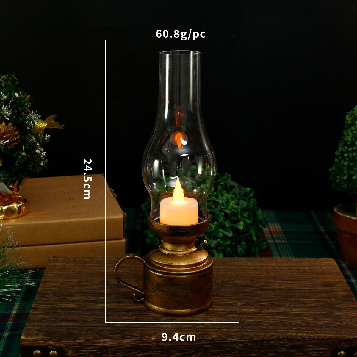 Светодиодная ретро керосиновая лампа, модель на батарейках, бездымный симулированный пламя, фонарь, рождественская свеча, ветровая лампа для кемпинга на открытом воздухе