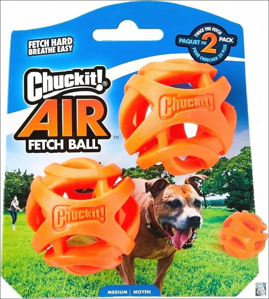 Игрушка для собак мяч ChuckIt! Air Fetch Ball Dog Toy, США, Medium (6.4см) для собак 9-27 кг, 2 мяча в упаковке