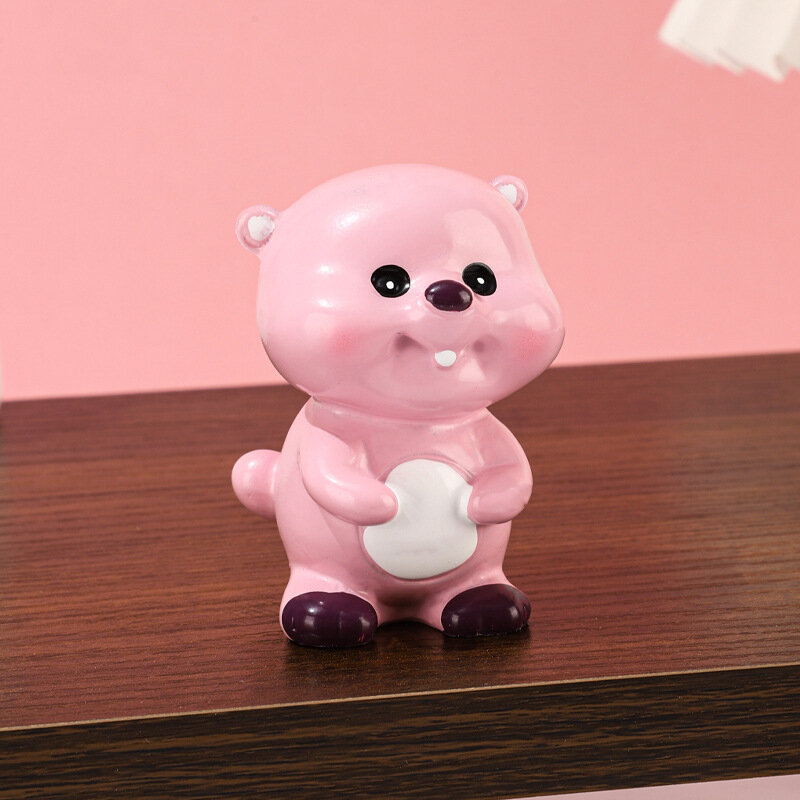 Милый мультяшный петля домашний декор, 3D фигурка бобра из смолы, ручная игрушка, модный подарок для лучших друзей