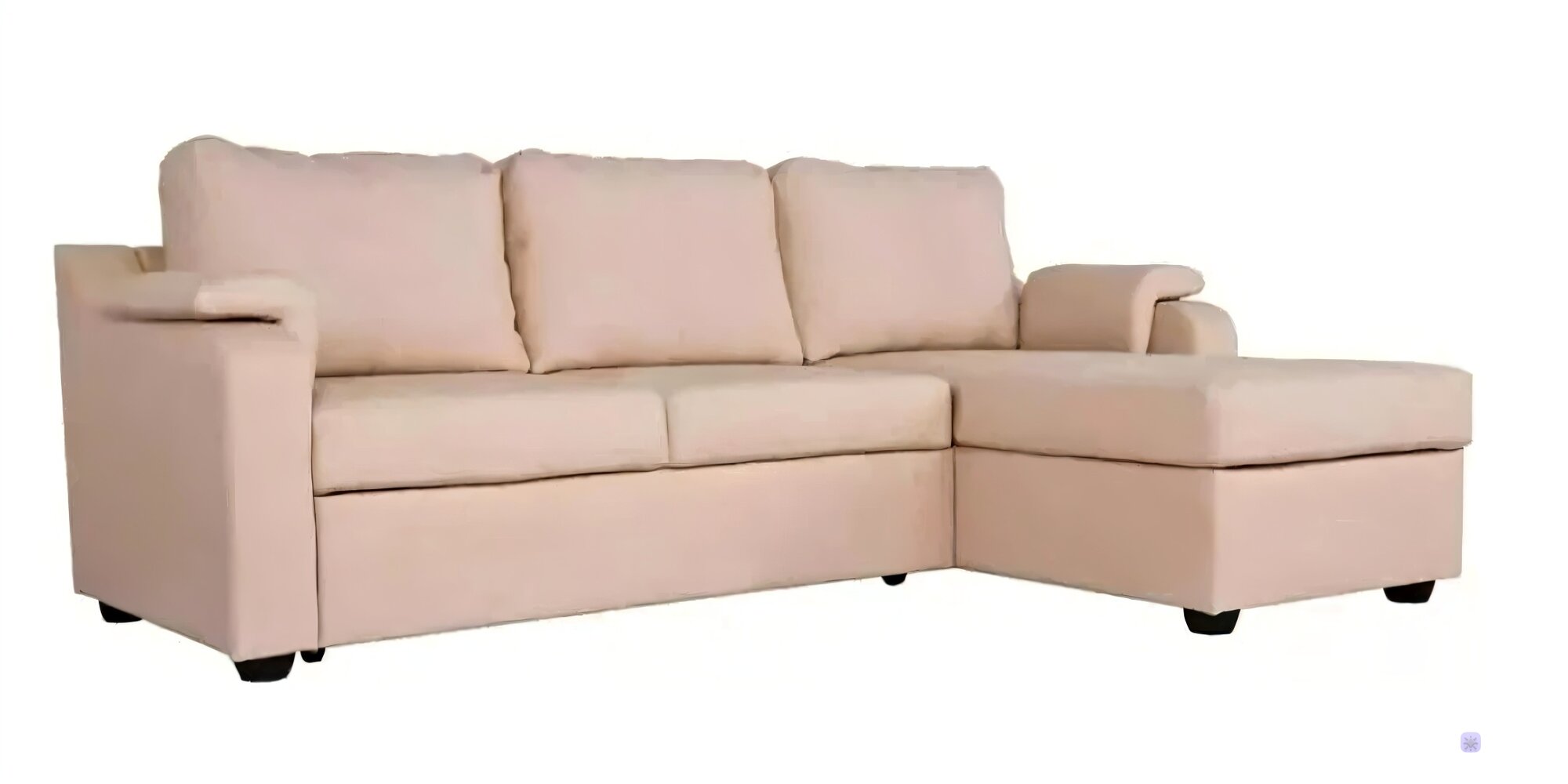 Фабрика мебели Pooh Кожаный угловой диван-кровать Берета Skin Beige1