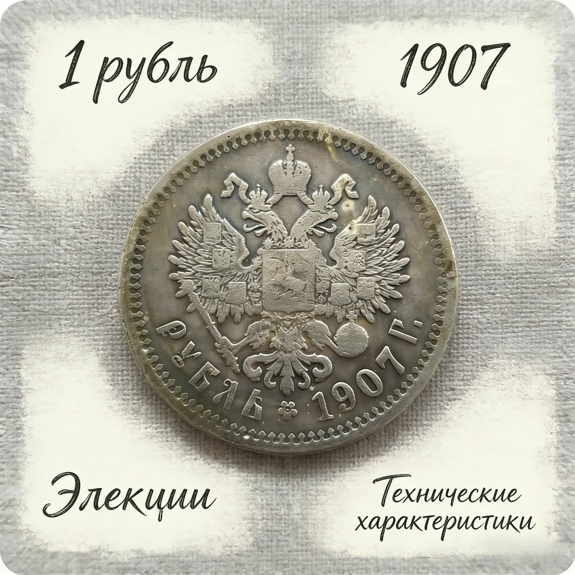 Российская Империя - 1 Рубль - Николай II 1907