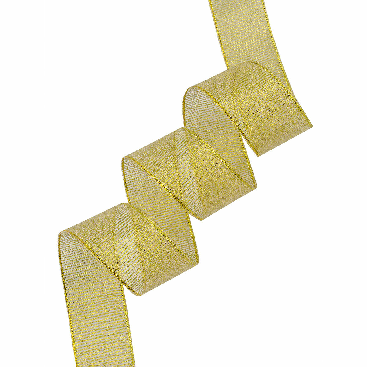 Лента металлизированная декоративная упаковочная (парча), ширина 2,5 см, цвет золотистый, длина 20 м