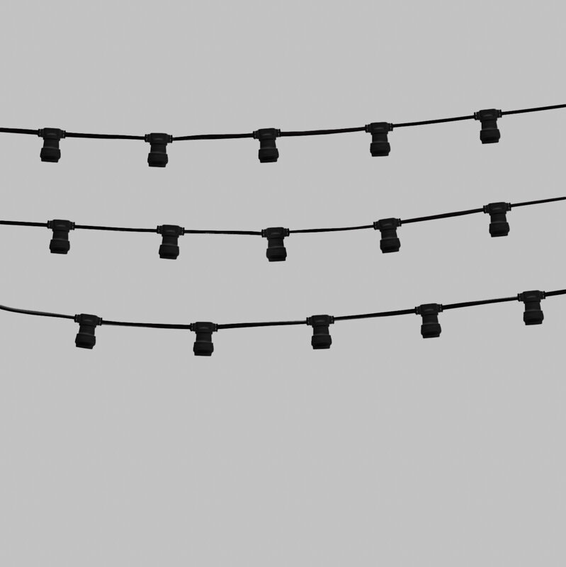 Лампы светодиодные Neon-Night Гирлянда Белт-Лайт 2 жилы, 50м, шаг 40см, 125 патронов E27, IP65, черный плоский провод ПВХ PROconnect, 100шт