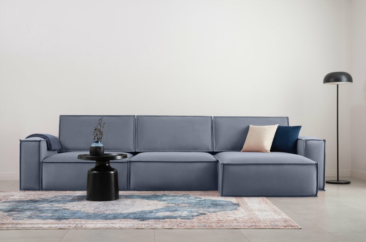 Диван угловой раскладной Divan.ru Эби-2 Велюр Еклипсе, 354х167х87, спальное место 162х301, велюр, синий